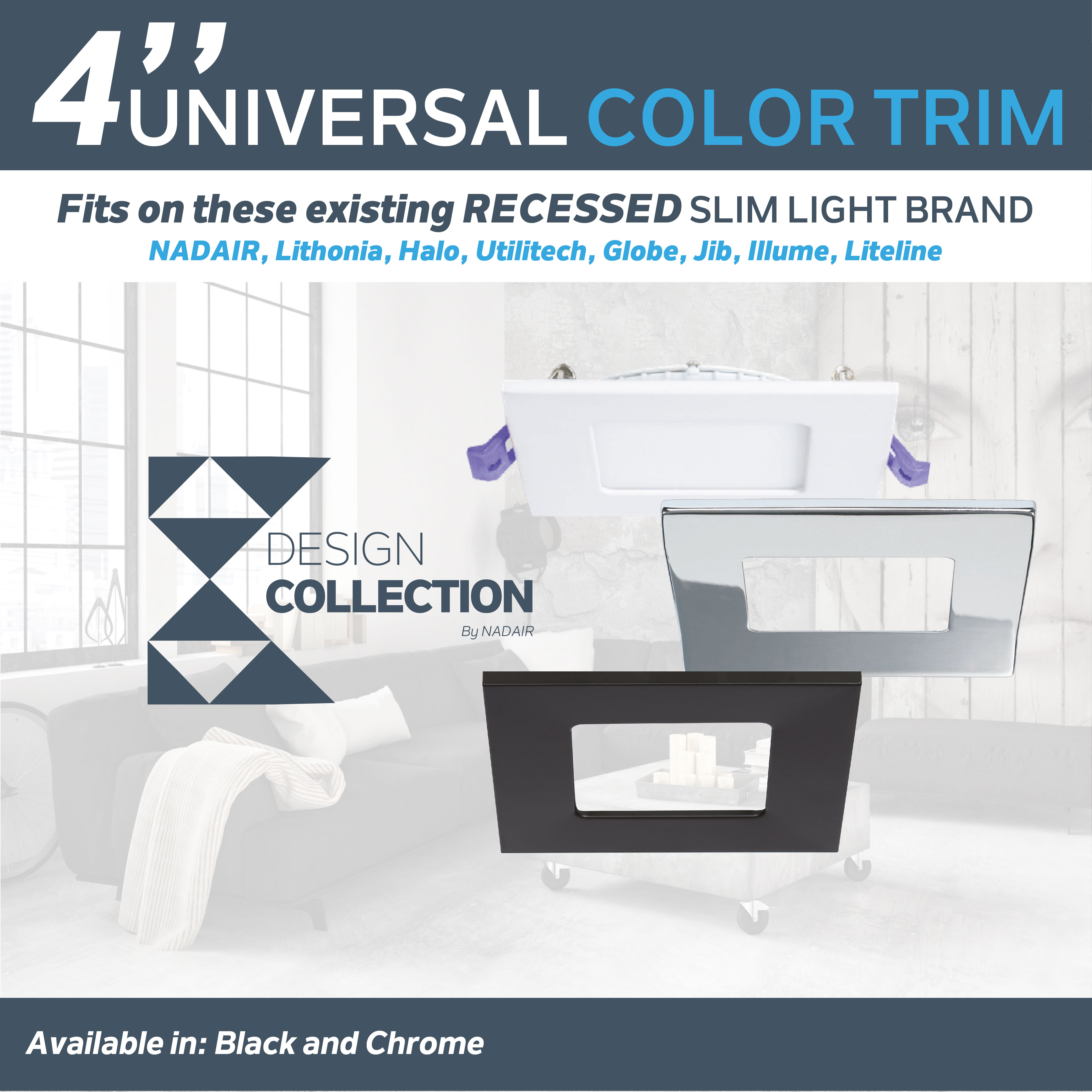 4 inch Square Color trim | Nadair - Recessed Slim Lights